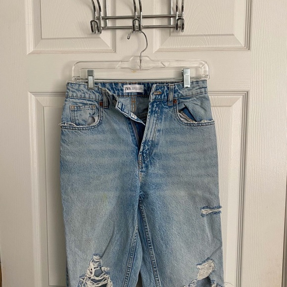 Zara | Jeans | Zara Ripped Straight Leg Jeans | Poshmark